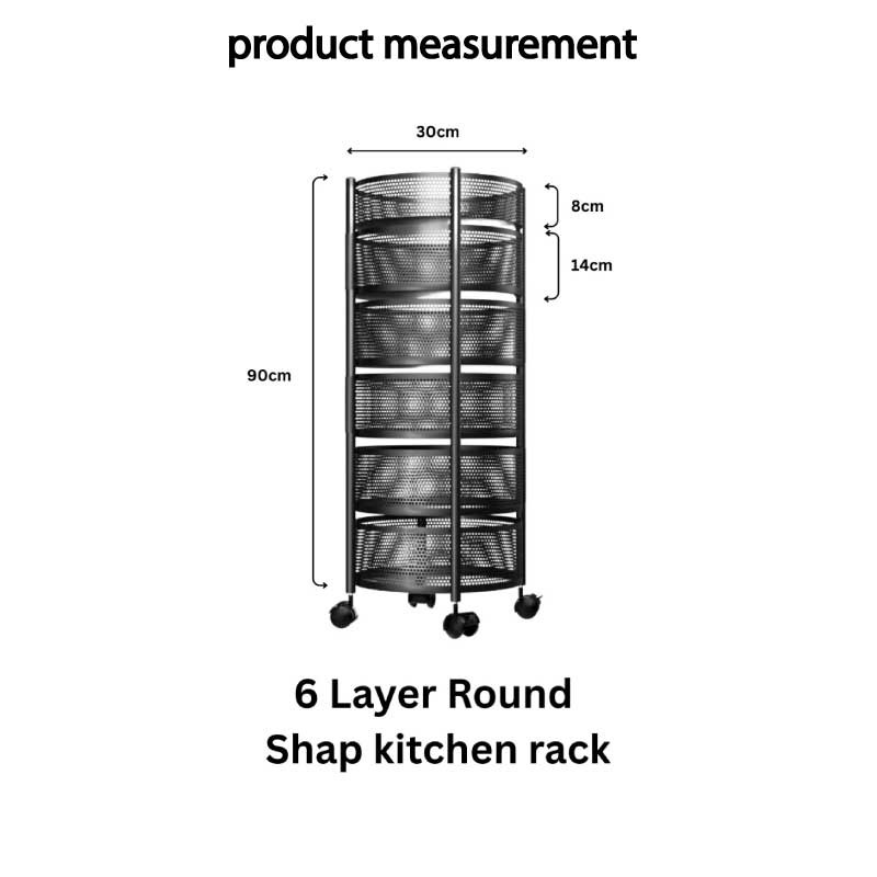 6 Layer Round Shape Kitchen Rack || 1215